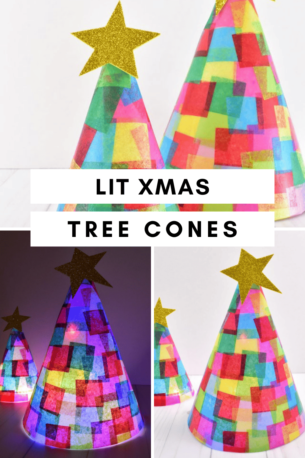 Colorfully Lit Christmas Tree Cone Craft - Mom Spark